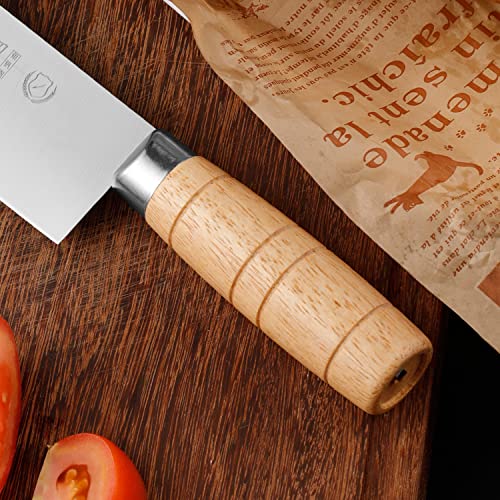 GAINSCOME Stainless Steel Chinese Chef's Knife Sharp Cleavers Slicing Knife Peking Duck Knife Beech Handle Watermelon Fruit Knife