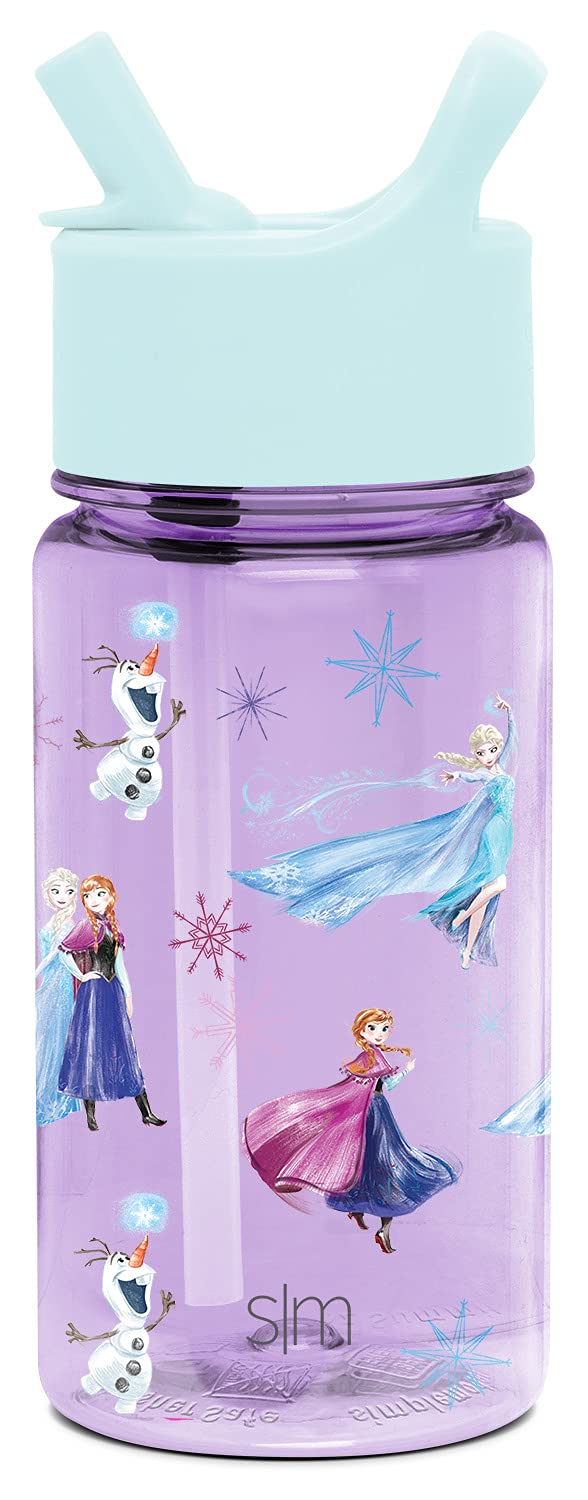 Simple Modern Disney Kids Water Bottle Plastic BPA-Free Tritan Cup with Leak Proof Straw Lid | Reusable and Durable for Toddlers, Boys, Girls | Summit Collection | 16oz, Frozen Sisters