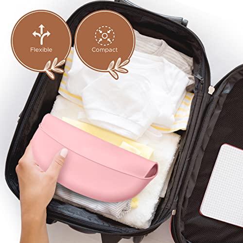 Baby Pick Silicone Bibs For Babies- BPA-Free Waterproof Bib With Pocket- Dishwasher Safe Feeding Bib With Food Catcher (Pink)