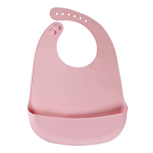 Baby Pick Silicone Bibs For Babies- BPA-Free Waterproof Bib With Pocket- Dishwasher Safe Feeding Bib With Food Catcher (Pink)
