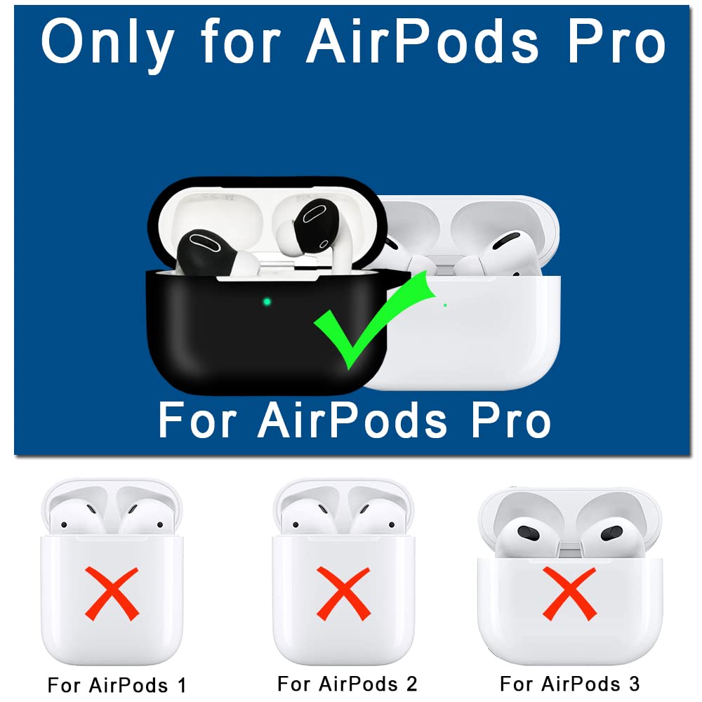 16 in 1 Silicone for Airpods Pro Case Accessories Set Kit, Protective Cover for Airpods Pro 1st/2rd Case with Keychain/Ear Tip/Ear Cover/Ear Hook/Watch Band Holder/Strap/Ring/Storage Box Black