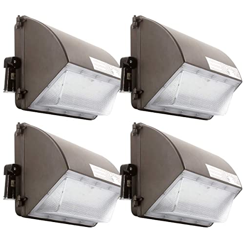 4Pack 100W LED Wall Pack Light, 12000LM Dusk to Dawn Light, Daylight 5000K with Photocell, IP65 Waterproof Outdoor Commercial LED Security Light, 600-800W HPS/MH Replacement, 120V (100w-4pk-new)