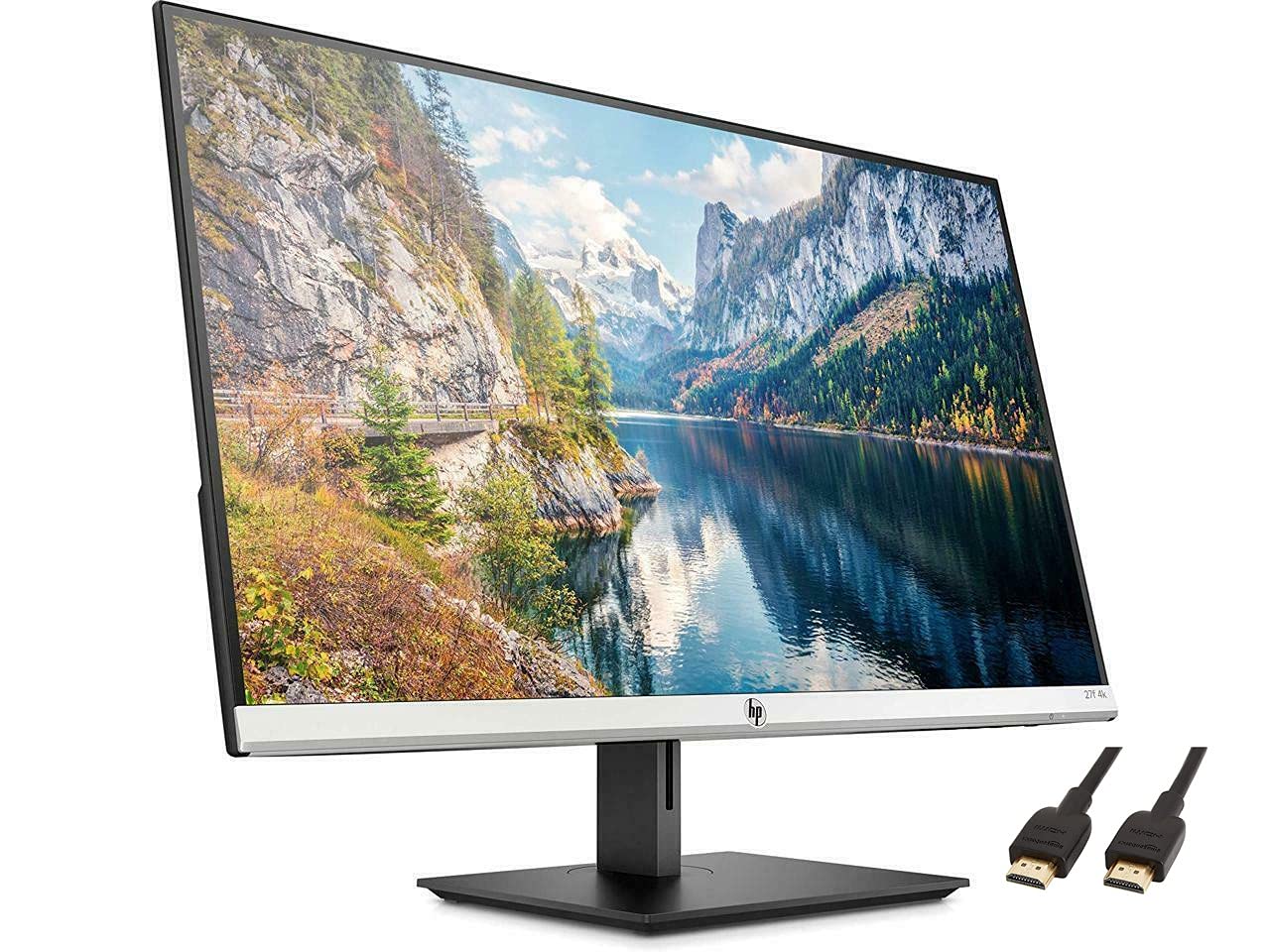 HP Newest Flagship 27" UHD 4K(3840 x 2160) 60Hz IPS LED Anti-Glare Monitor | AMD FreeSync | 5 ms Response Time | HDMI DisplayPort | 178° Height Adjustable | with High Speed HDMI Cable Bundle