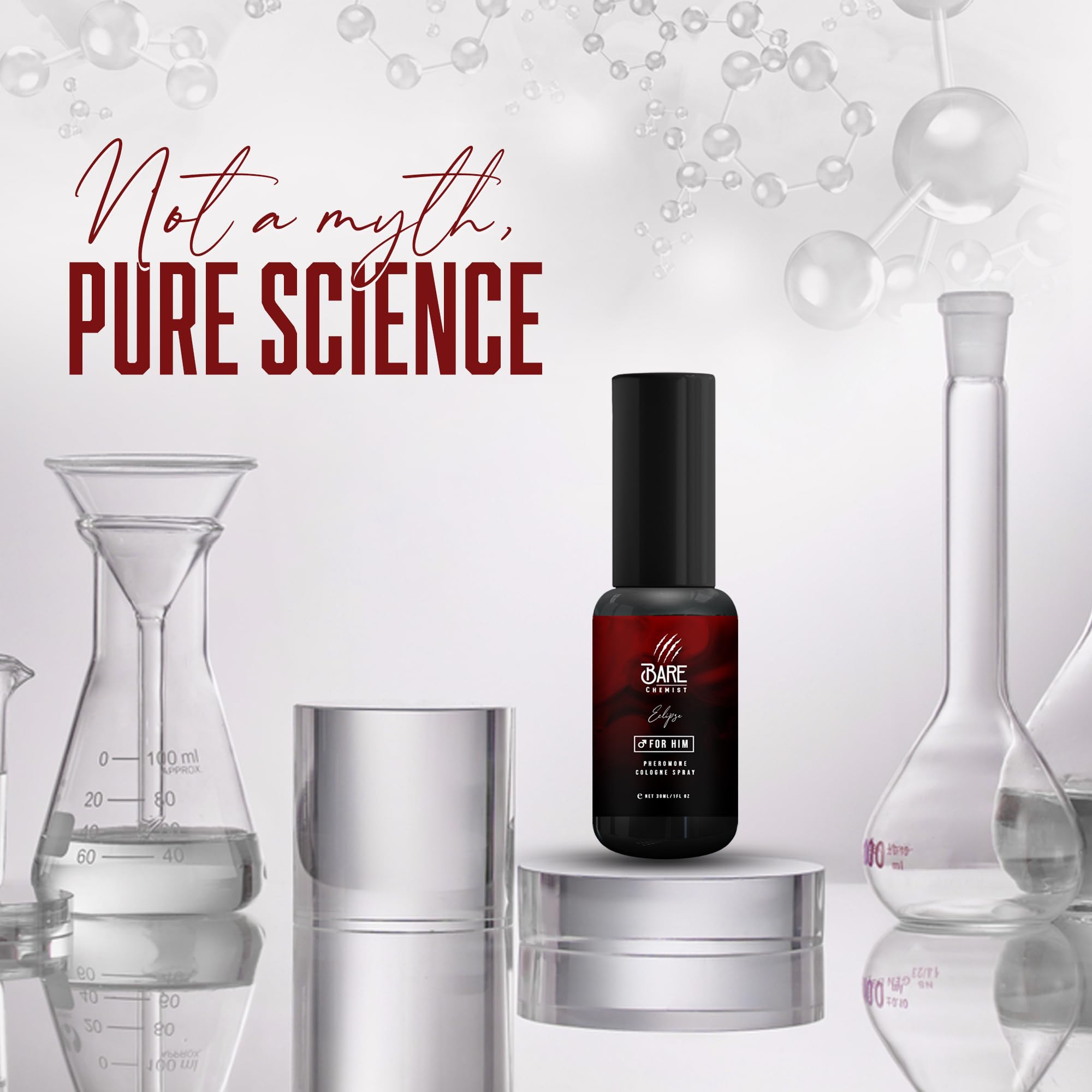 Bare Chemist Eclipse Pheromone Cologne for Him - [Attraction Formula] Pheromone Perfume Oil Spray for Men 1oz.