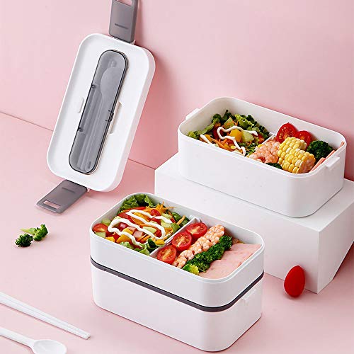 YFBXG Bento Box For Adults, Stackable Bento Lunch Container With Divider,Microwave Safe Leakproof Salad Lunch Container With Utensils & Lunch Bag(Blue)