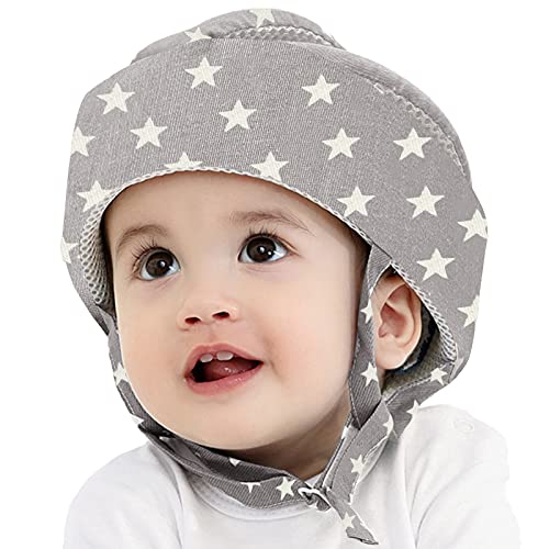 Ocanoiy Baby Safety Helmet Toddler Children Headguard Infant Head Cushion Protective Harnesses Cap Soft Adjustable Kid Safety Hat Head Protector (Gray Star)