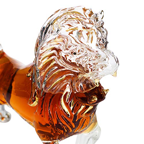 Lion Animal Whiskey and Wine Decanter The Wine Savant - Beautiful Profile of A Lion 500ml - Whiskey, Wine Scotch or Liquor Decanter