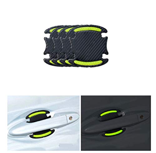 TRUE LINE Automotive Carbon Fiber Inner Door Handle Scratch Protector Reflective Warning Marker Trim Molding 4PC (Red)