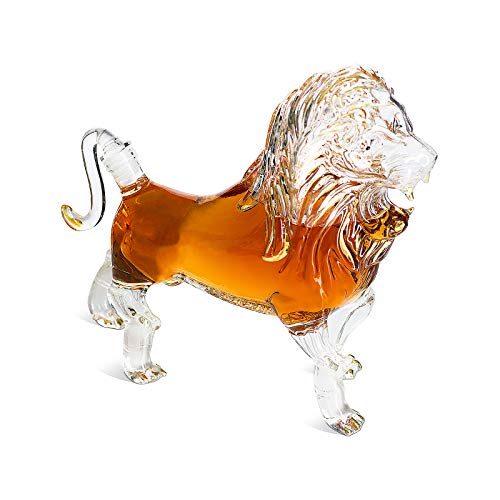 Lion Animal Whiskey and Wine Decanter The Wine Savant - Beautiful Profile of A Lion 500ml - Whiskey, Wine Scotch or Liquor Decanter