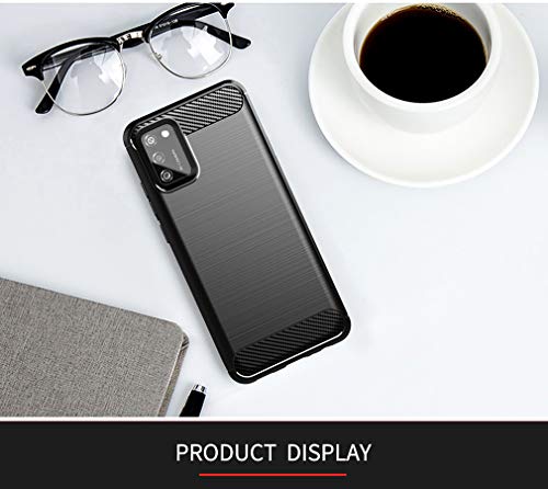 yuanming Samsung A02S Case,Galaxy A02S Case,with HD Screen Protector, Shock-Absorption Flexible TPU Bumper Cove Soft Rubber Protective Case for Samsung Galaxy A02S (Black Brushed TPU)