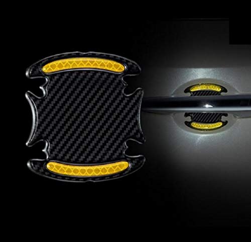 TRUE LINE Automotive Carbon Fiber Inner Door Handle Scratch Protector Reflective Warning Marker Trim Molding 4PC (Red)