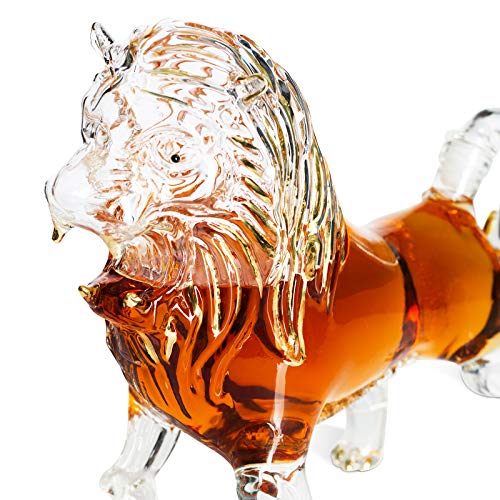Lion Animal Whiskey and Wine Decanter The Wine Savant - Beautiful Profile of A Lion 500ml - Whiskey, Wine Scotch or Liquor Decanter