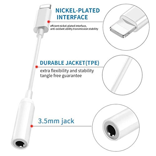 [Apple MFi Certified] 2 Pack Lightning to 3.5 mm Headphone Jack Adapter iPhone 3.5mm Jack Aux Dongle Cable Converter Compatible with iPhone 14 13 12 11 Pro XR XS X 8 7 iPad iPod Support All iOS System