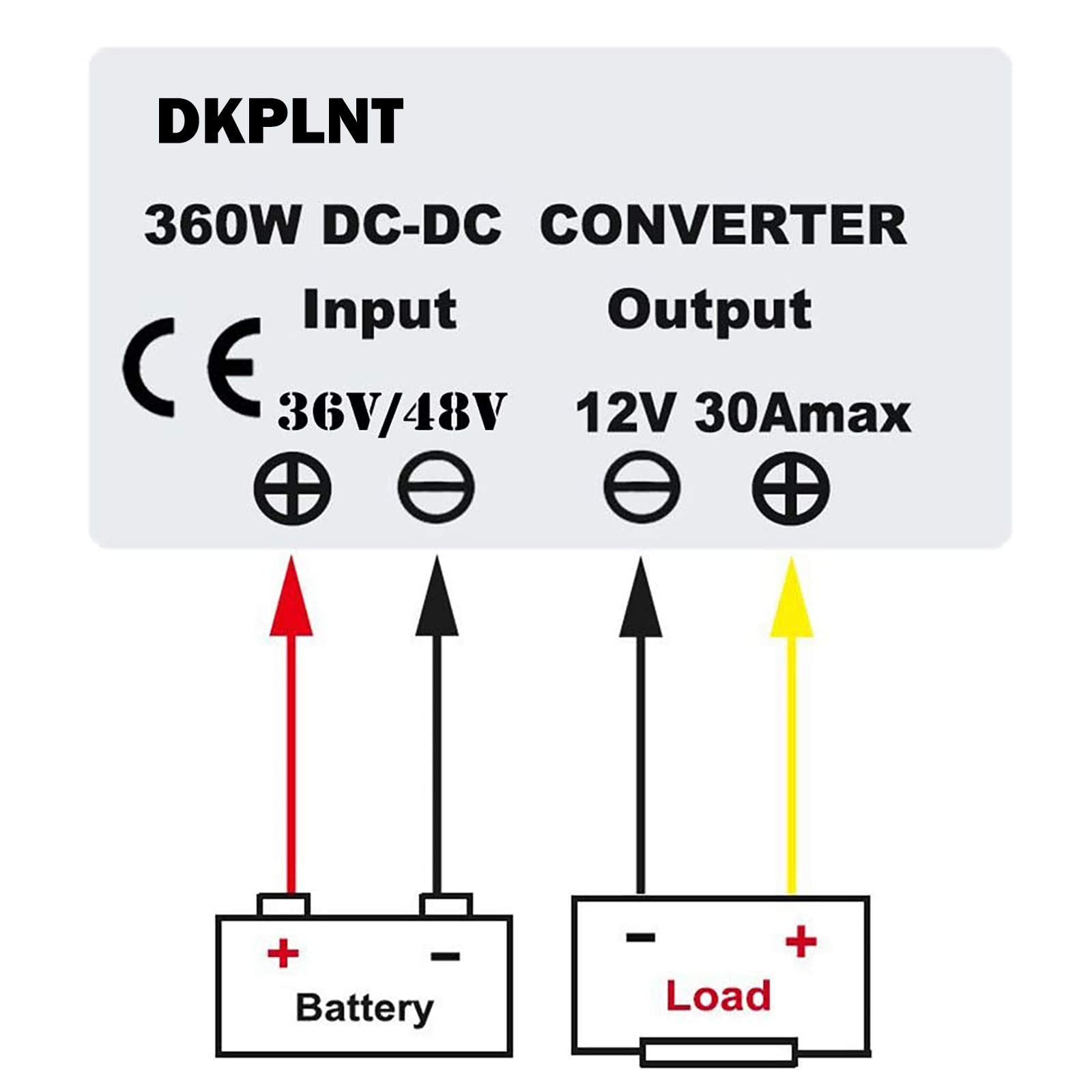 dkplnt 360W 30A 48V 36V to 12V Converter Golf Cart Voltage Reducer Regulator Waterproof