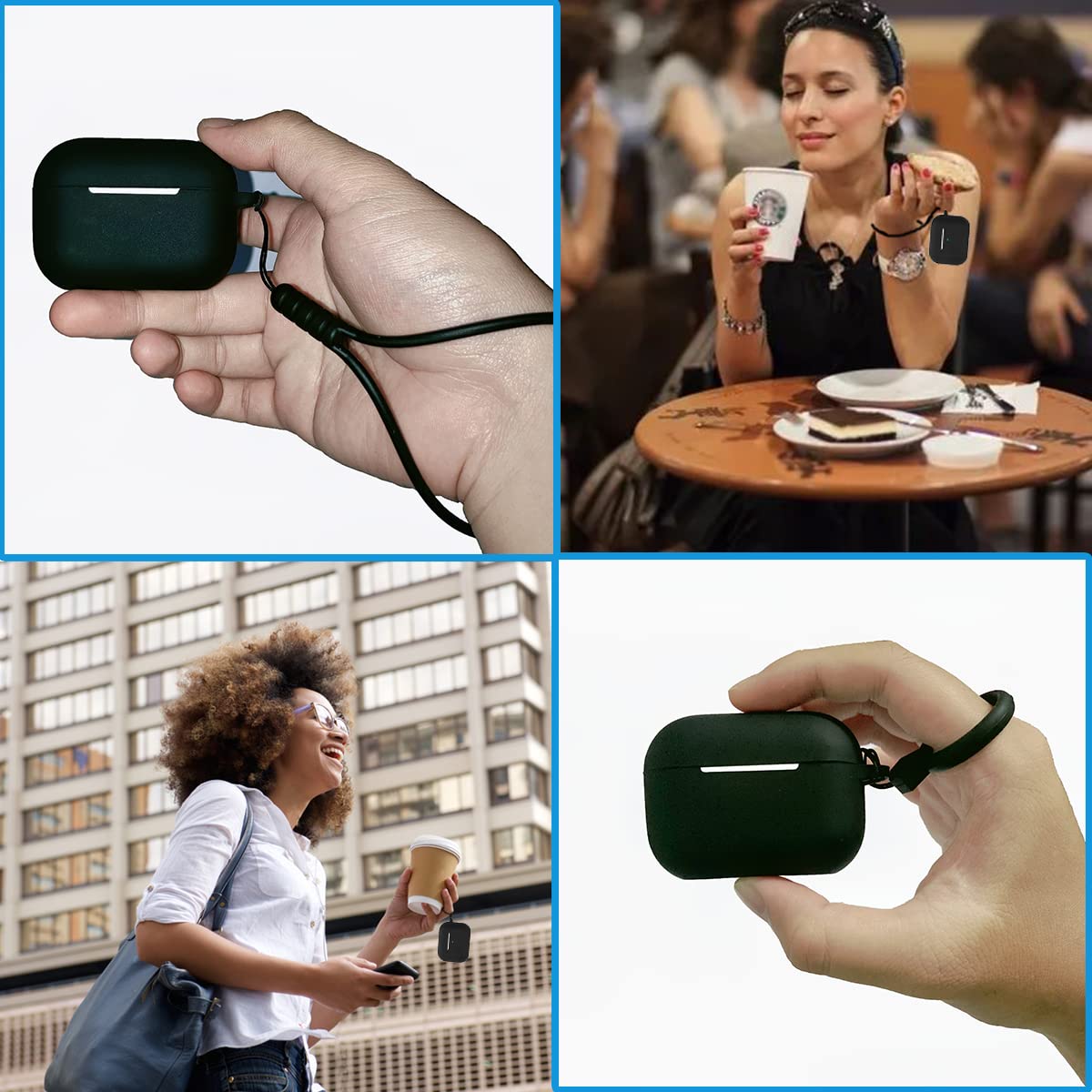 16 in 1 Silicone for Airpods Pro Case Accessories Set Kit, Protective Cover for Airpods Pro 1st/2rd Case with Keychain/Ear Tip/Ear Cover/Ear Hook/Watch Band Holder/Strap/Ring/Storage Box Black