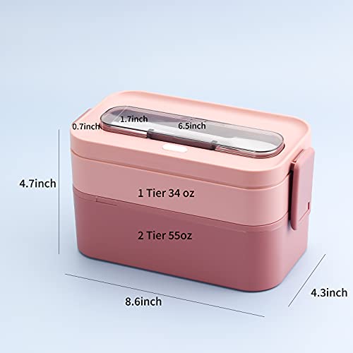 YFBXG Bento Box For Adults, Stackable Bento Lunch Container With Divider,Microwave Safe Leakproof Salad Lunch Container With Utensils & Lunch Bag(Blue)
