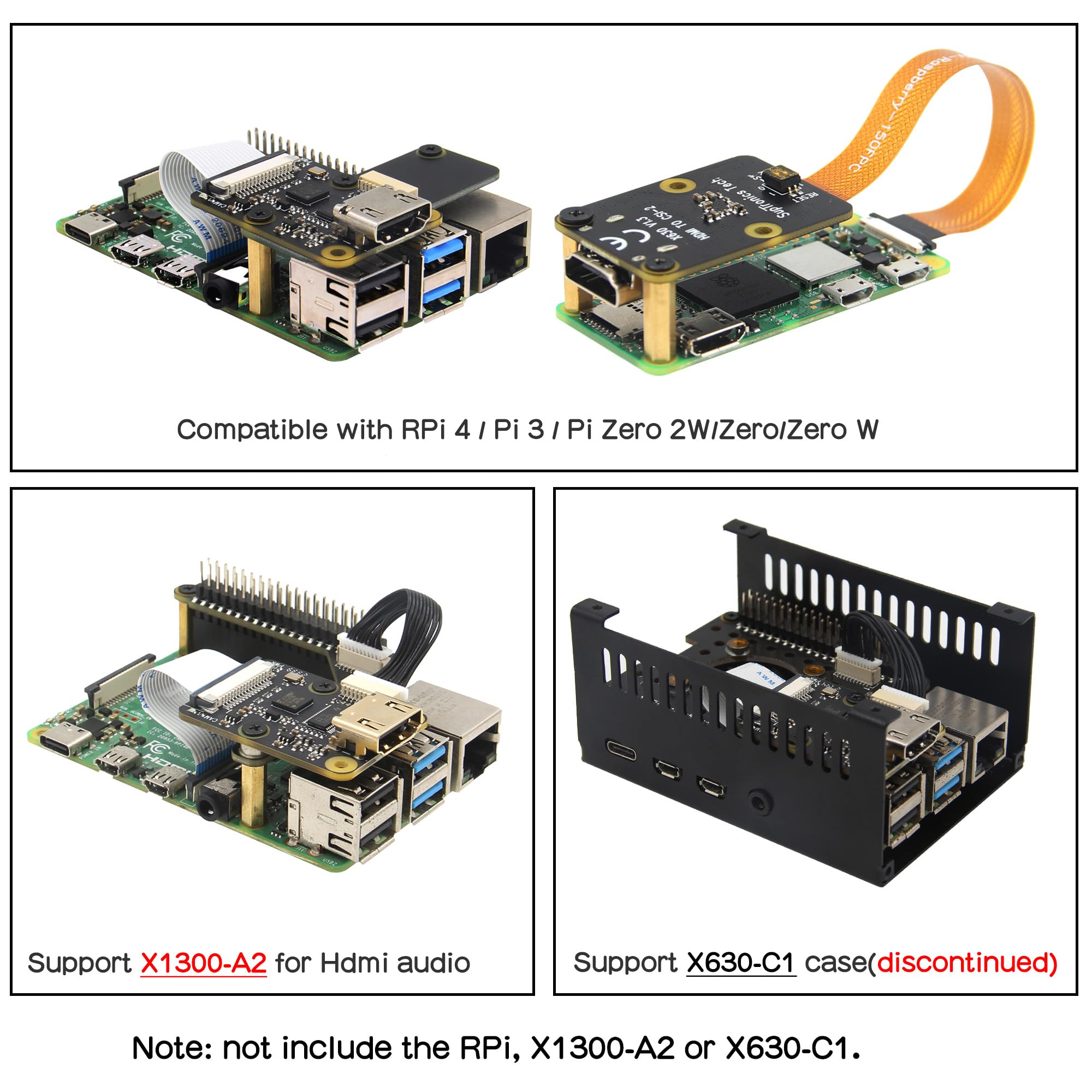 Geekworm X630 V1.5 Hdmi to CSI-2 Module for Raspberry Pi, Hdmi Input Bridge TC358743 Supports up to 1080p/25Fps Compatible with Raspberry Pi 4B/3B+/3B/3A+/Pi Zero/Zero W/Zero 2W