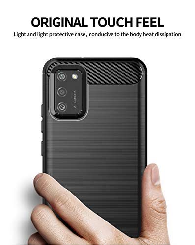 yuanming Samsung A02S Case,Galaxy A02S Case,with HD Screen Protector, Shock-Absorption Flexible TPU Bumper Cove Soft Rubber Protective Case for Samsung Galaxy A02S (Black Brushed TPU)