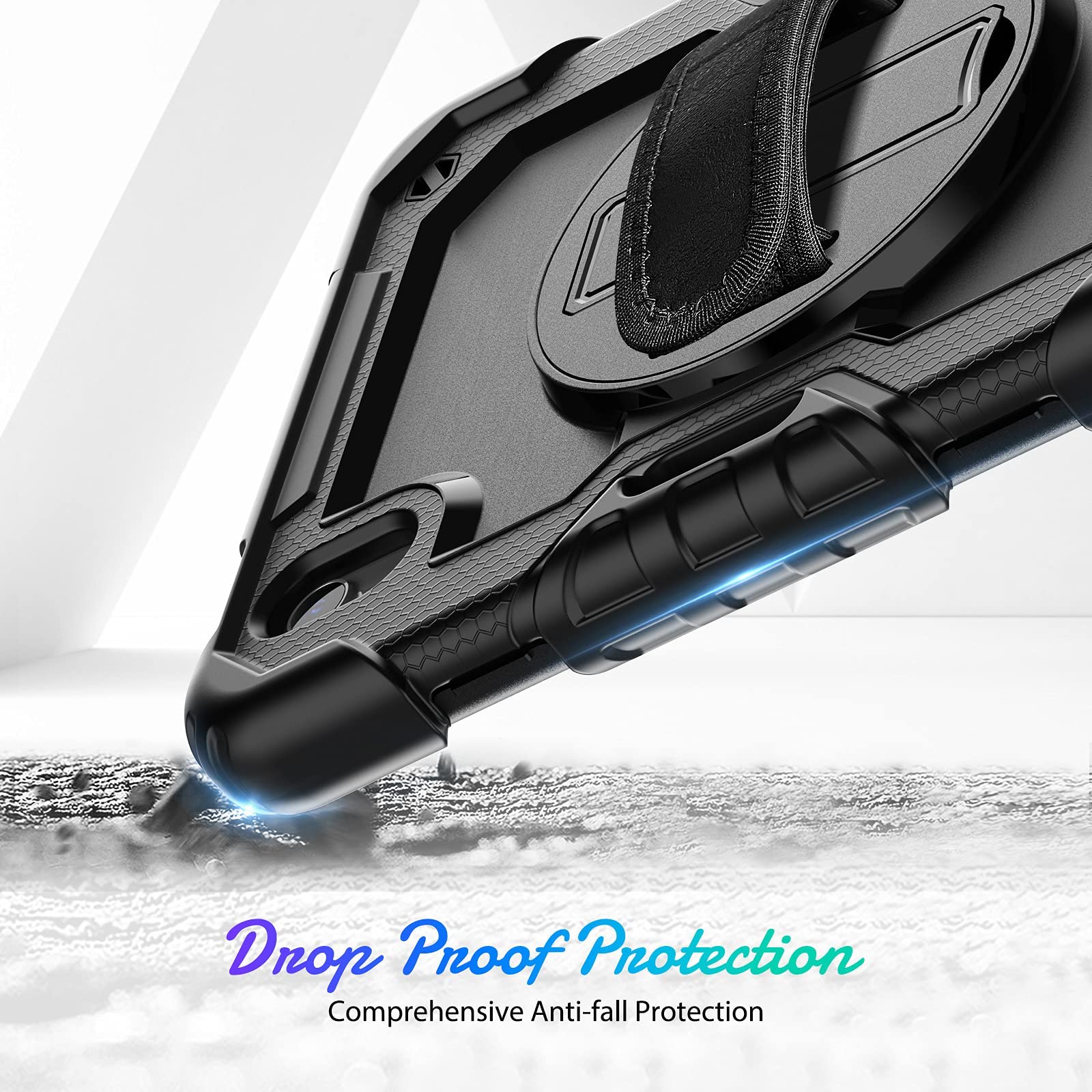 iPad Mini 6 Case 8.3 Inch 2021 with Pencil Holder & Screen Protector for Kids Boys Girls & Business | AVAKOT Protective Shockproof iPad Case for Mini 6th Gen w/Hand Shoulder Strap for Car | Black