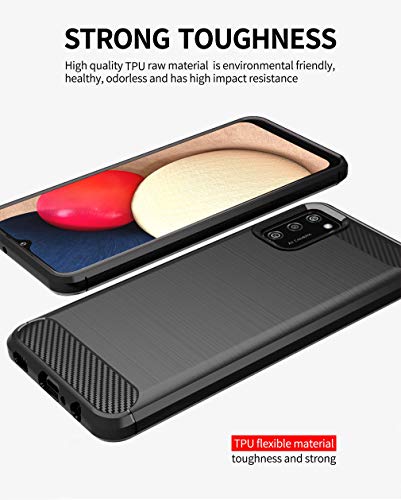 yuanming Samsung A02S Case,Galaxy A02S Case,with HD Screen Protector, Shock-Absorption Flexible TPU Bumper Cove Soft Rubber Protective Case for Samsung Galaxy A02S (Black Brushed TPU)