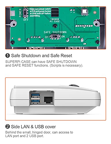 Retroflag SUPERPI Case, Super PI 4 J Case, Functional Power and Safe Reset Button with Raspberry Pi 4 Model B, Heatsink, Cooling Fan for RetroPie Raspberry Pi 4
