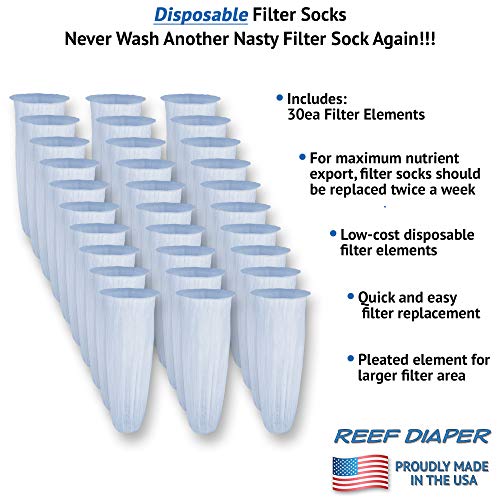 Reef Diaper Disposable Filter Sock Replacement Elements, for Use with 4” Flange Assemblies (30 Pack)