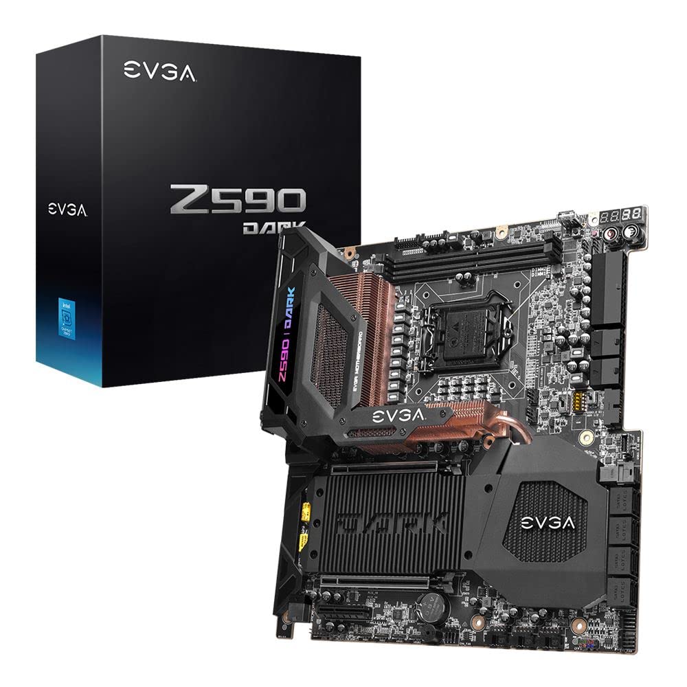 EVGA Z590 DARK, 121-RL-E599-KR, LGA 1200, Intel Z590, PCIe Gen4, SATA 6Gb/s, 2.5Gb/s LAN, WiFi6/BT5.2, USB 3.2 Gen2x2, M.2, U.2, EATX, Intel Motherboard
