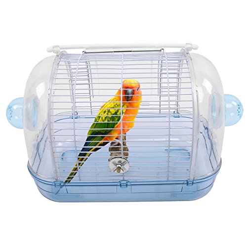 Lightweight Bird Carrier Travel Cage with Perch,Portable Transparent Parrot Carring Case,Breathable Bird Travel Bag Outdoor Gear,Small Pet Travel Cage for Cocktails Parakeets Conures (Blue)