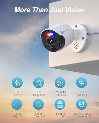 Swann Home Security Camera System with 2TB HDD, 16 Channel 8 Cam, POE Cat5e NVR 4K HD Video, Indoor Outdoor Wired Surveillance CCTV, Color Night Vision, Heat Motion Detection, Flashing LEDs, 1689808