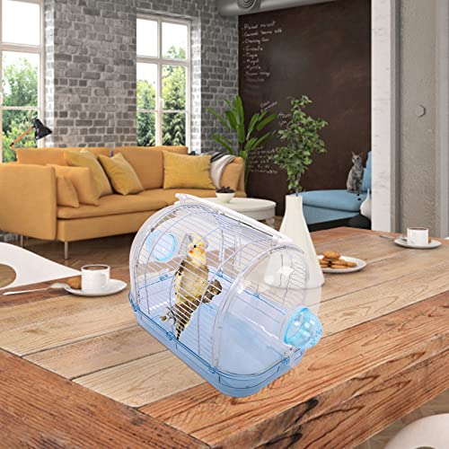 Lightweight Bird Carrier Travel Cage with Perch,Portable Transparent Parrot Carring Case,Breathable Bird Travel Bag Outdoor Gear,Small Pet Travel Cage for Cocktails Parakeets Conures (Blue)