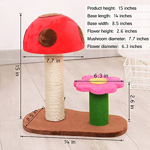 Sasapet Cat Scratching Post, Mushroom Claw Scratcher Small Cat Tree House Traning Interactive Toys for Indoor Kittens, Cats