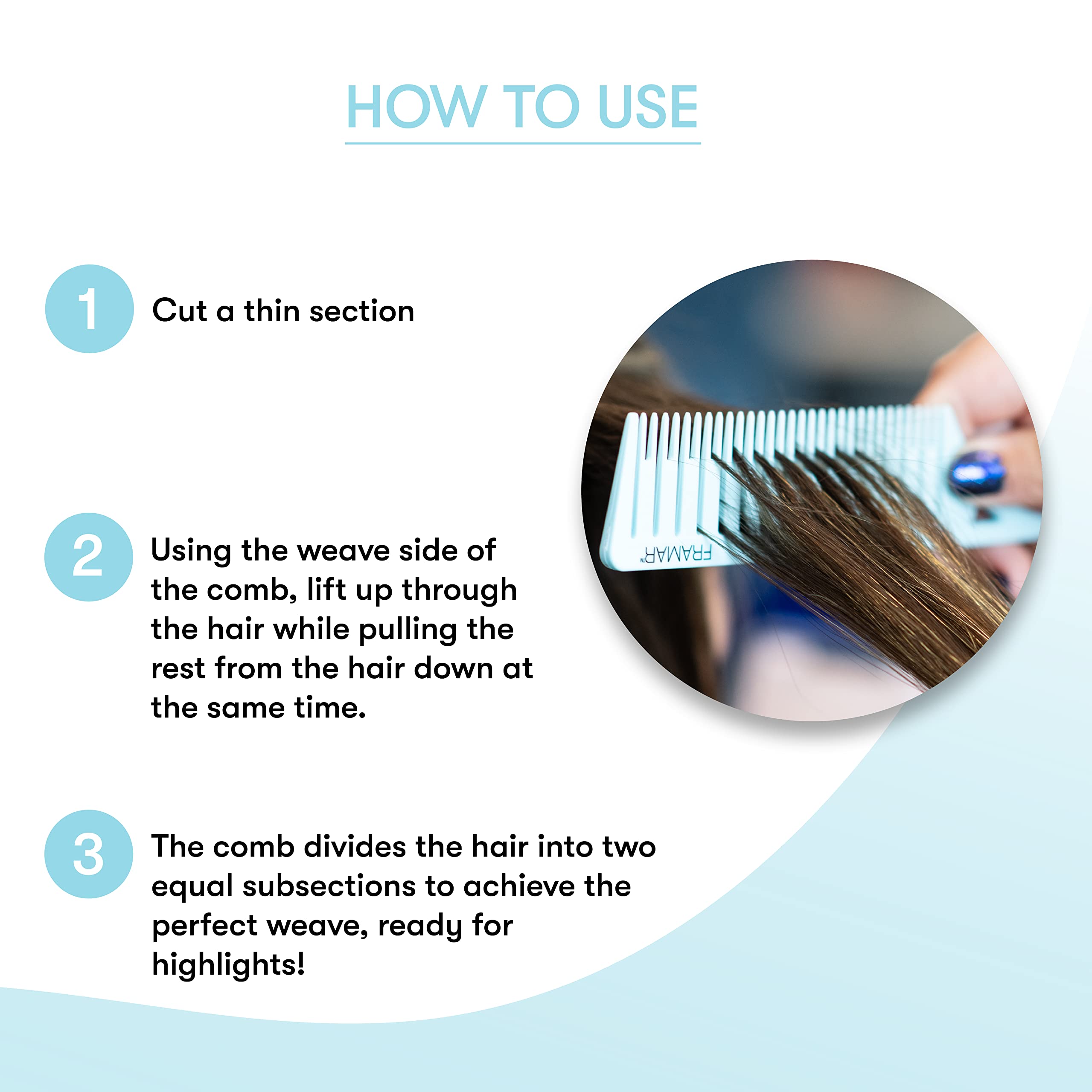 Framar Dreamweaver Highlight Comb Set β Combs for Hair Stylist, Highlighting Comb, Hair Dye Comb, Hair Highlighter Comb with Metal Pick, Balayage Comb - 3 Pack Pastel