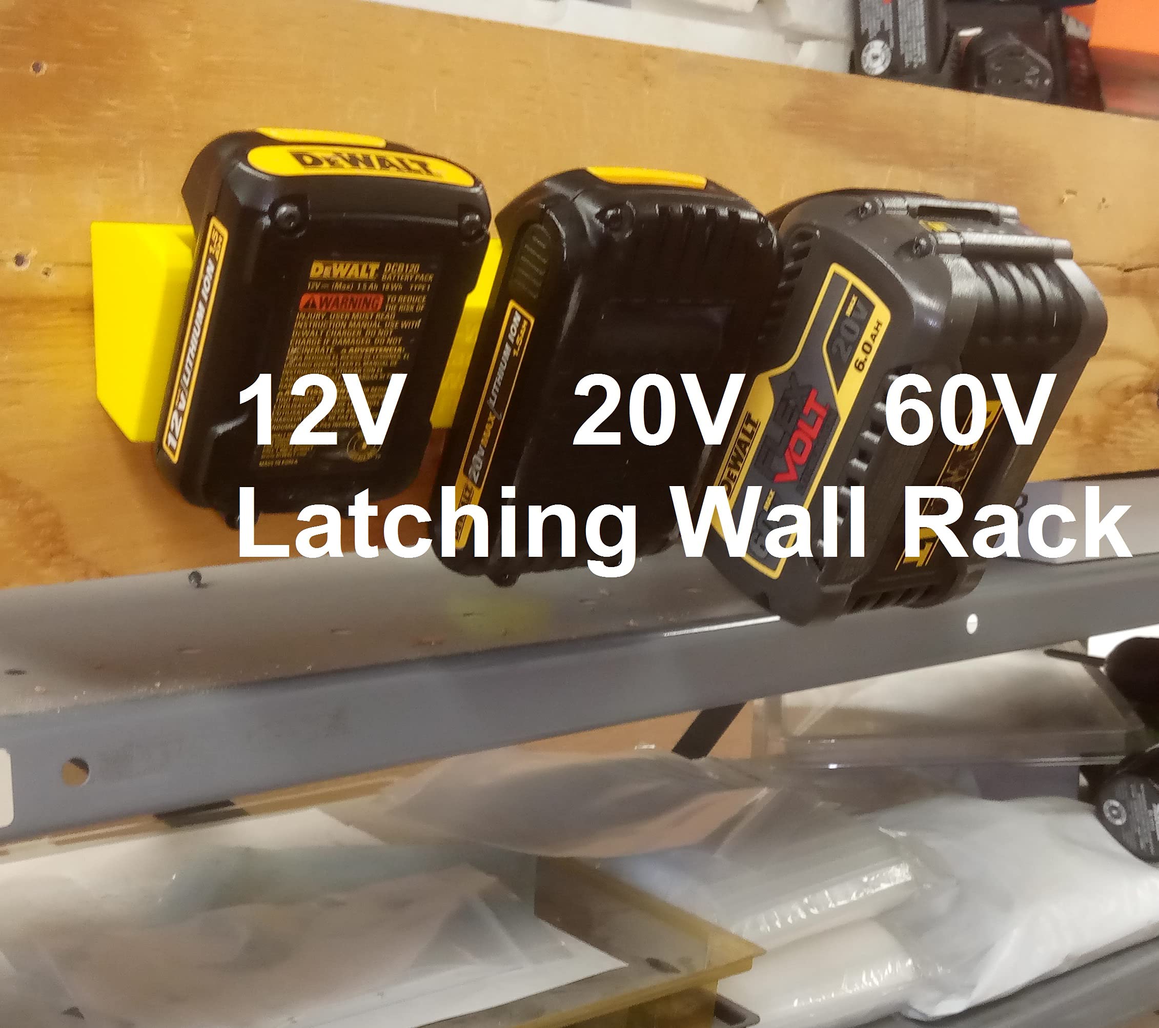 D20 5-Slot Battery Rack Compatible with DeWalt 12Vmax 20Vmax and FlexVolt Wall Mount Latching Storage Rack 20V DCB205 DCB606 DCB120, USA PN D20x5-WR