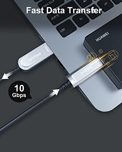 BRIDGEE Fiber Optic USB C to USB C Cable (50ft),10Gbps High Speed USB 3.1 Cable for Webcams, Cameras,Laptops etc