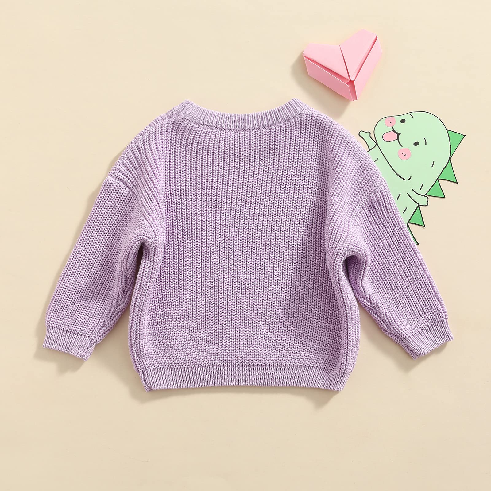 Toddler Baby Girl Boys Sweater Round Neck Long Sleeve Candy Color Knitted Pullover Tops Autumn Winter Sweatshirt (Candy Purple, 4-5T)