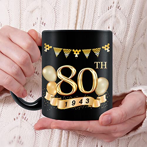 Greatingreat 1943 Old Time Information-80th Birthday Mug, Happy 80 Birthday Party, Turning 80 Birthday, 80th Bday For Her & Him, Eighty Birthday Mug, Milestone Birthday