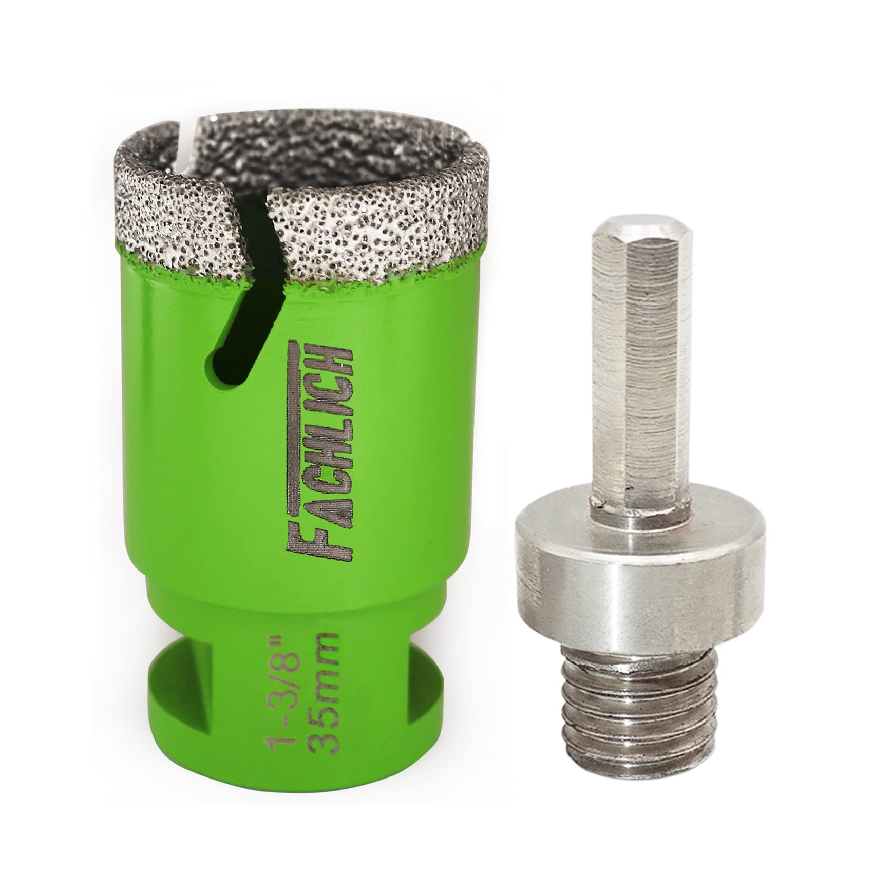 FACHLICH Diamond Core Drill Bits 1-3/8" 35mm 5/8-11 Thread Plus Adapter 5/8"-11 Male to 3/8" Hex Shank,Tile Hole Saws for Porcelain Tile,Granite,Marble,Concrete,Masonry