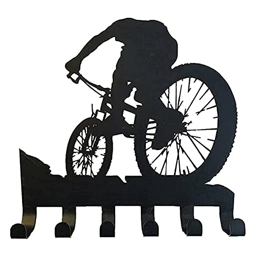 RERERPTG Mountain Bike Gear Rack Metal Wall Decor Biking Bicycle Wall Art Key Hanger Vintage Silhouette Wall Sticker Hook Rack