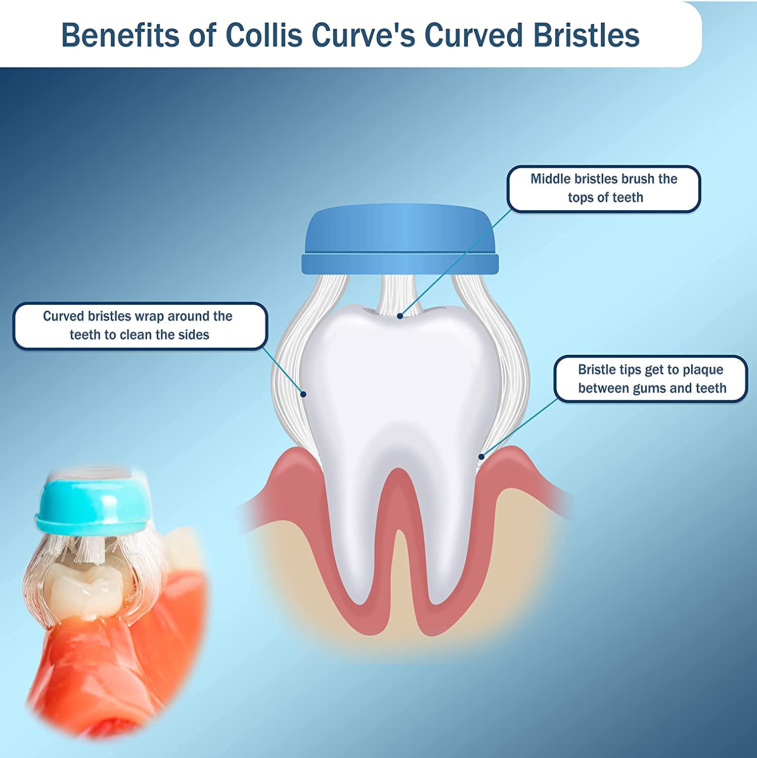 Collis Curve - Kids Sampler Pack - 1 Baby, 1 Youth and 2 Adults Soft- 3 Sided Toothbrush for Sensitive Gums - Manual Toothbrushes - Oral Care
