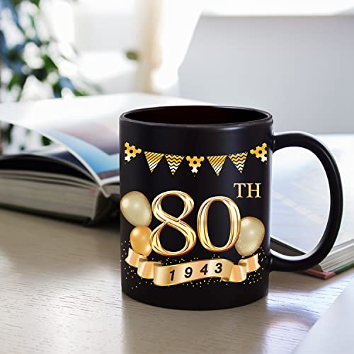 Greatingreat 1943 Old Time Information-80th Birthday Mug, Happy 80 Birthday Party, Turning 80 Birthday, 80th Bday For Her & Him, Eighty Birthday Mug, Milestone Birthday