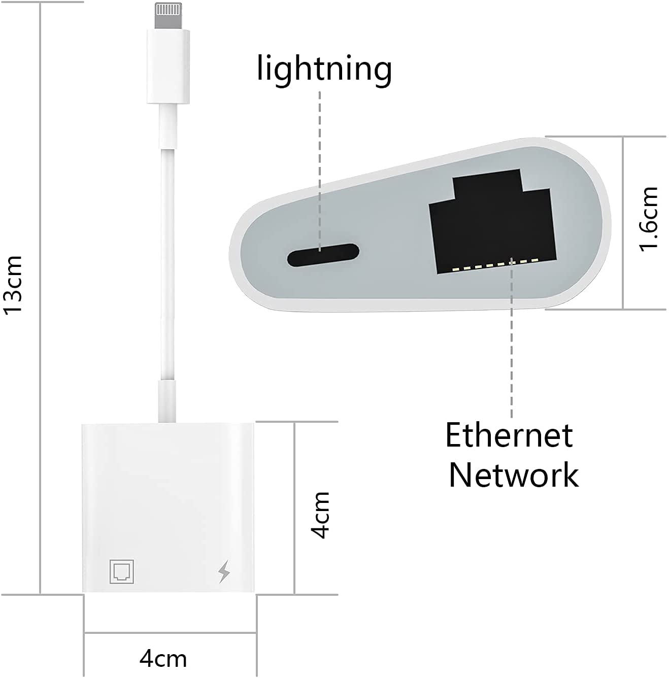 Lightning to Ethernet Adapter, [Apple MFi Certified] 2 in 1RJ45 Ethernet LAN Network Adapter for iPhone/iPad/iPod, Supports 100Mbps Ethernet Network with Charge Port, Plug and Play, Support All iOS