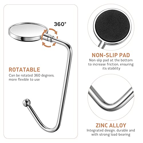 WINOMO 6pcs Purse Clip for Table Zinc Alloy Decorative Handbag Table Hook Holder Bag Hanger Under Counter Handbags Hook for Tabletop Desk Fireplace Bar Restaurant