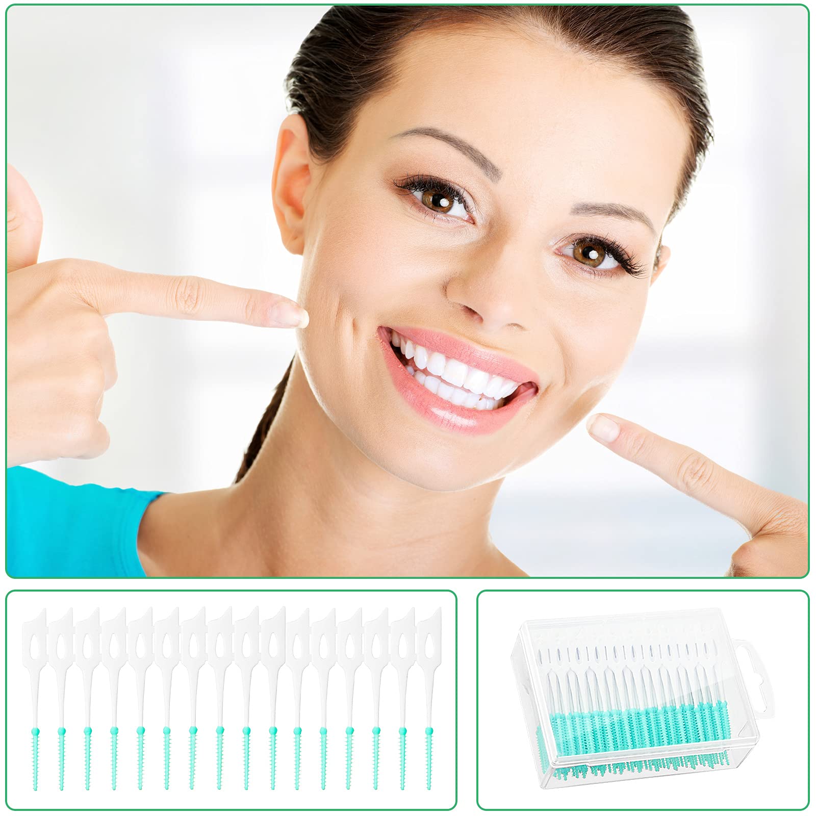 350 Pieces Braces Brush for Cleaner Interdental Brushes Kit Flosser for Braces Dental Braces Cleaner Braces Floss Picks Flossing Head Oral Dental Hygiene Flosser Tooth Cleaning(Basic Colors)