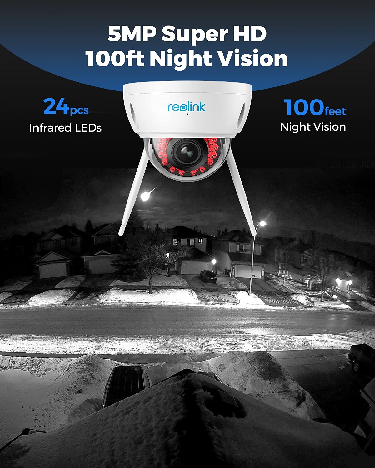 REOLINK RLC-542WA - 5MP HD Outdoor Camera for Home Security, Dual Band WiFi Security Camera with Person/Vehicle Detection, IK10 Vandal Proof, 5X Optical Zoom, 2.4/5 GHz WiFi, Time Lapse, Non-PT