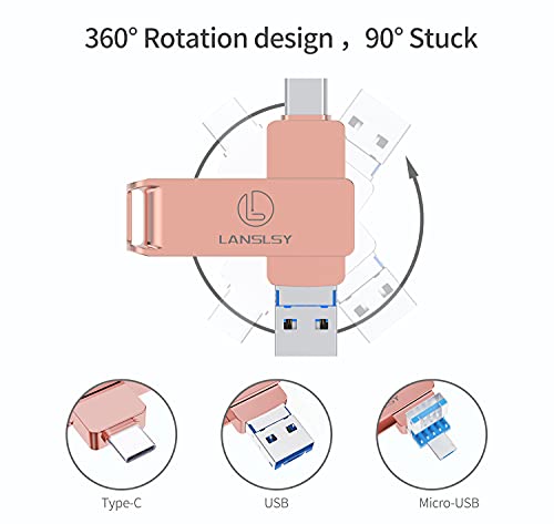 USB C Flash Drive 128GB Memory Stick USB 3.0 Type C Flash Drive 3 in 1 OTG USB-C Thumb Drive High Speed for Android Phones,PC,Tablet,Mac,USB-C Smart Phone Data Transfer