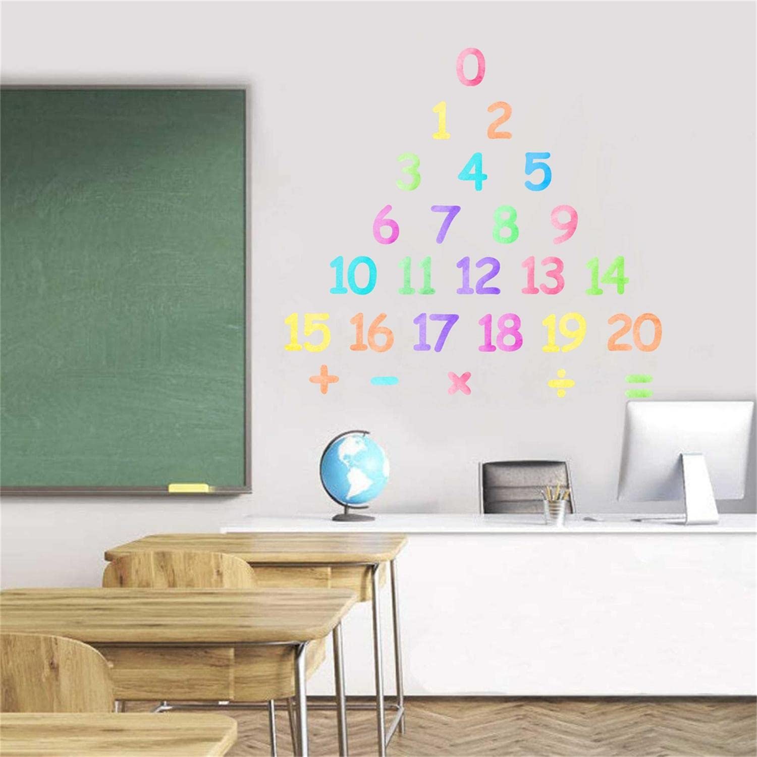 IKEYU Watercolor Number Wall Decals Large Number Wall Stickers Colorful Numbers Wall Stickers Educational Wall Stickers for Kids Room Nursery Toddlers Classroom