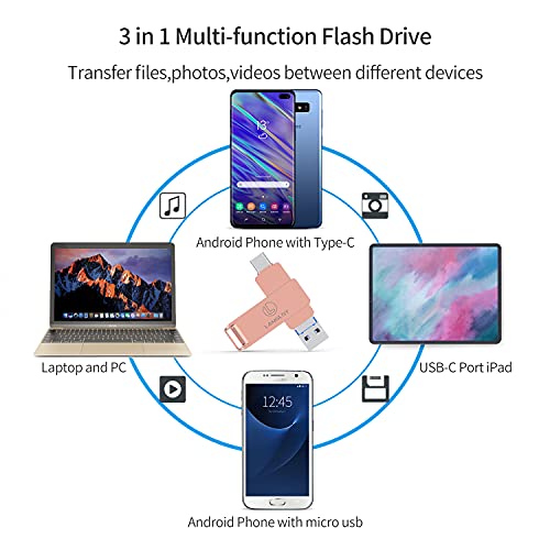 USB C Flash Drive 128GB Memory Stick USB 3.0 Type C Flash Drive 3 in 1 OTG USB-C Thumb Drive High Speed for Android Phones,PC,Tablet,Mac,USB-C Smart Phone Data Transfer