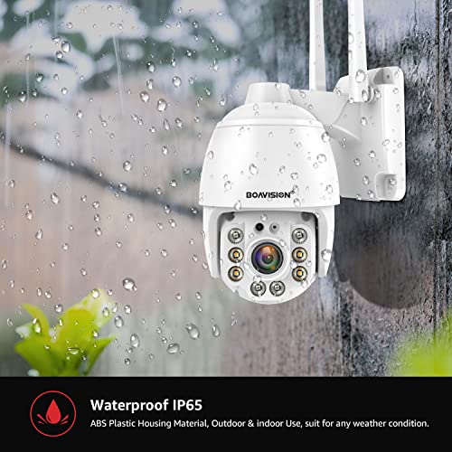 BOAVISION Security Cameras Wireless Outdoor,Home Security Surveillance Camera System,360° View WiFi Pan Tilt,Floodlight Color Night Vision,Motion Detection Tracking,2 Way Talk,SD Card Storage