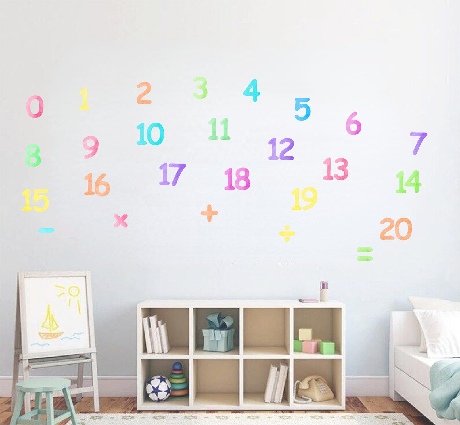 IKEYU Watercolor Number Wall Decals Large Number Wall Stickers Colorful Numbers Wall Stickers Educational Wall Stickers for Kids Room Nursery Toddlers Classroom