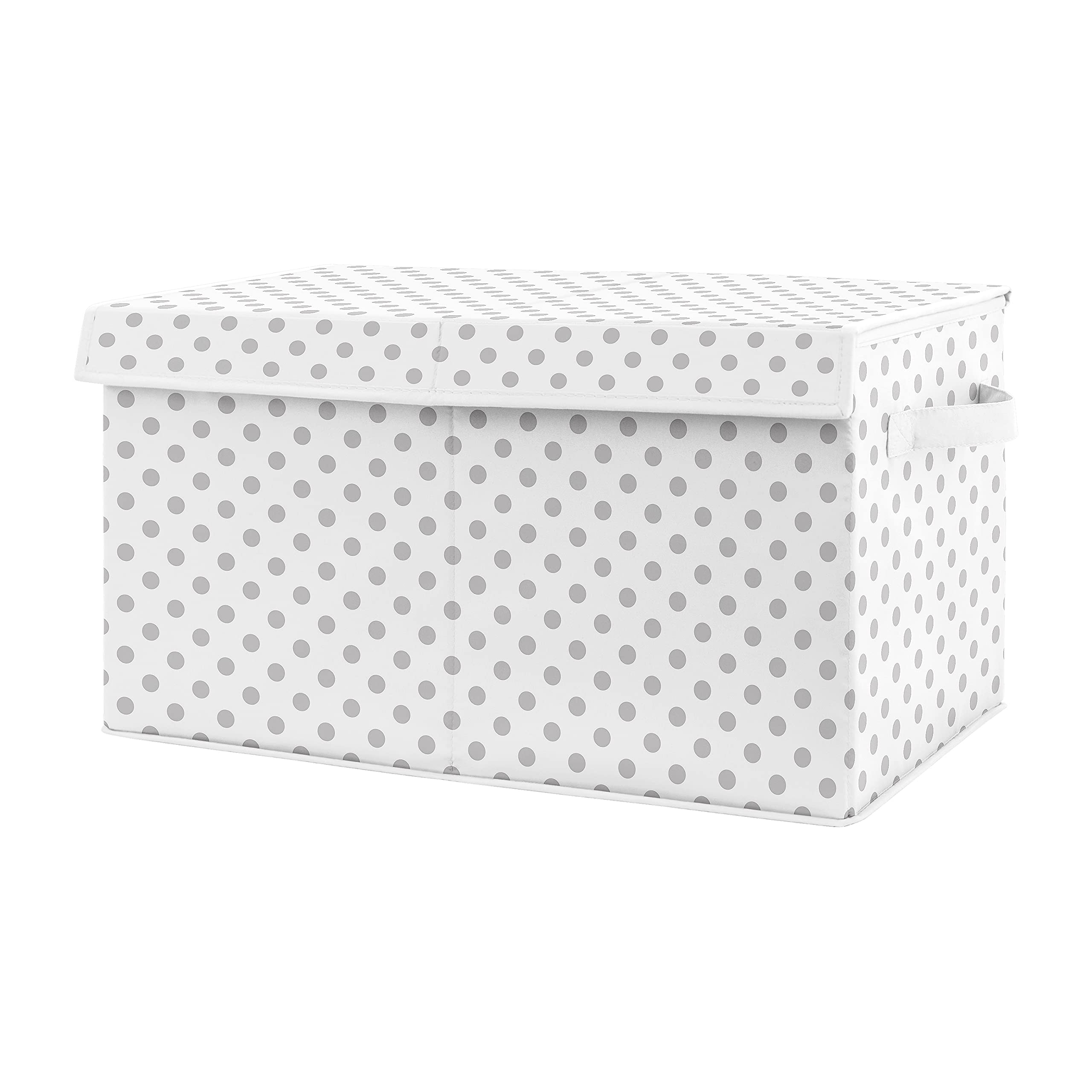 Sweet Jojo Designs Grey and White Polka Dot Girl Small Fabric Toy Bin Storage Box Chest For Baby Nursery or Kids Room - for Blush Pink Gray Shabby Chic Boho Watercolor Floral Rose Flower Collection
